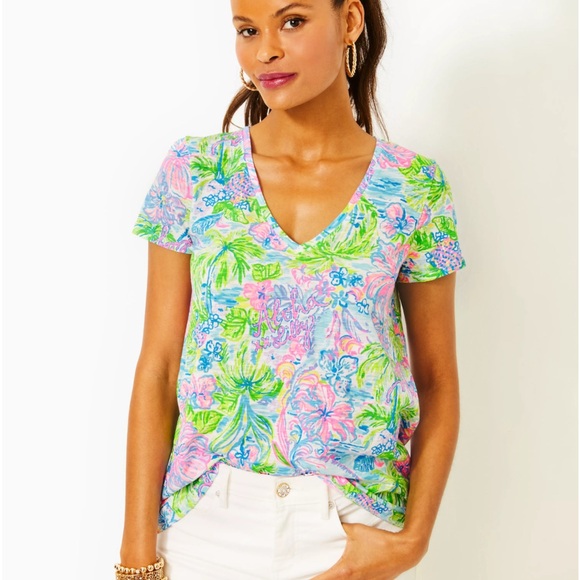 Lilly Pulitzer | Tops | Lilly Pulitzer Etta Vneck Top In Multi Lilly ...